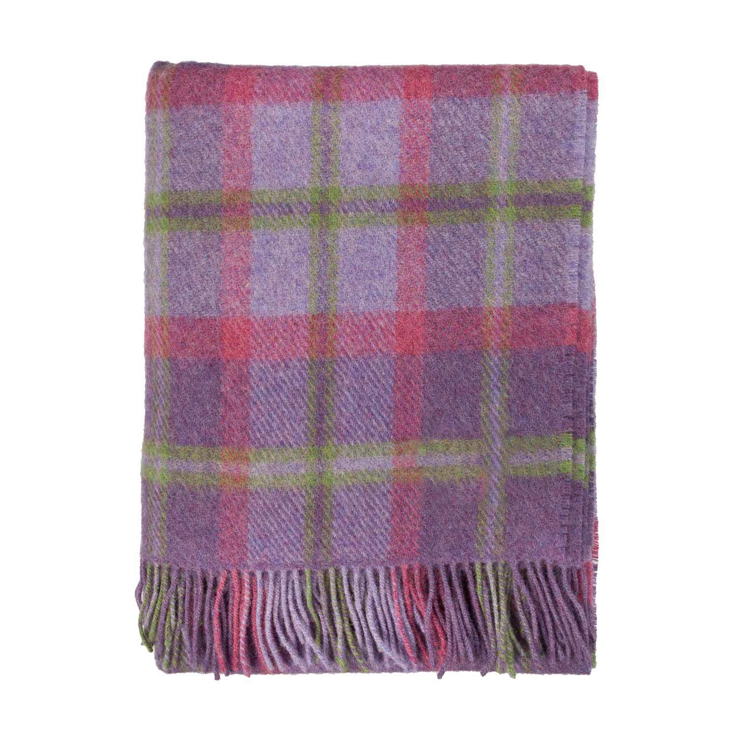 Woollen Throw | Purple Check | English Country | The Wool Company
